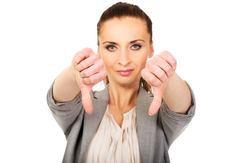 Business Woman Showing Thumbs Down. Stock Photo - Image of disgruntled ...