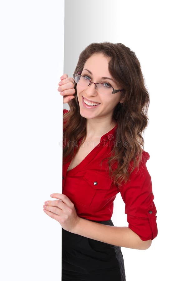 Business Woman with Sign stock photo. Image of board - 13282550