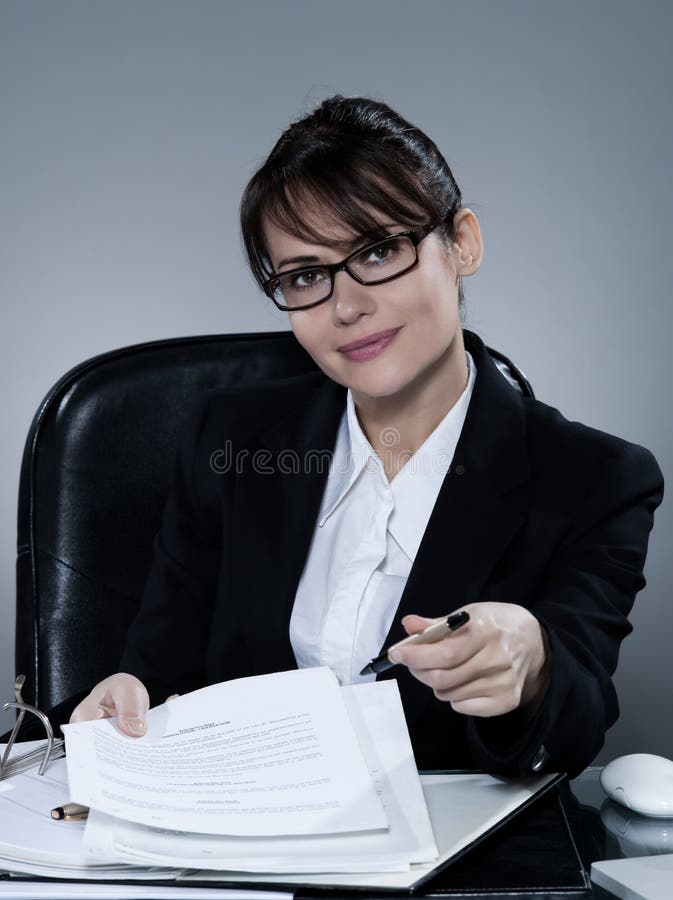 Business Woman at Desk stock image. Image of computer, office - 190605