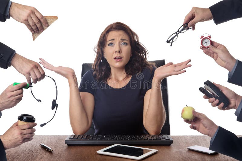 Business Woman Sitting at Desk at the Office Stock Image - Image of ...