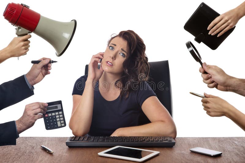 Business Woman Sitting at Desk at the Office Stock Photo - Image of ...