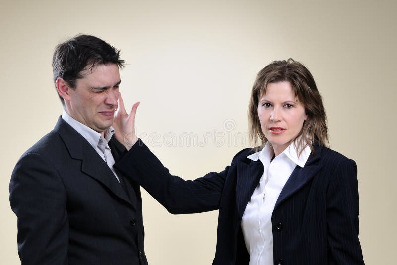 Business Woman Slapping Man in Office Stock Photo - Image of fighting ...