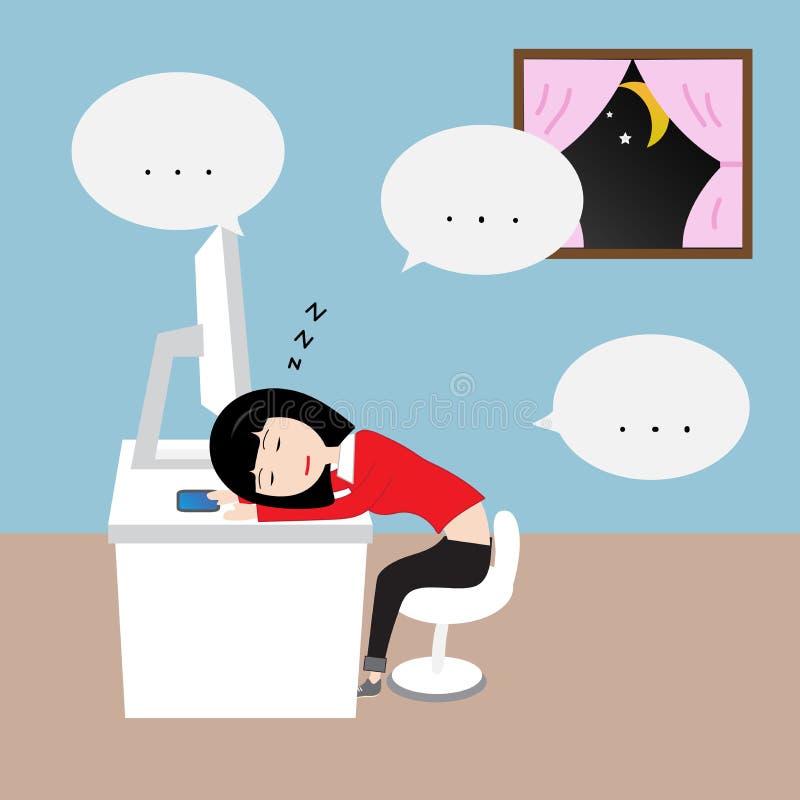 Sleeping Computer Woman Stock Illustrations – 539 Sleeping Computer ...