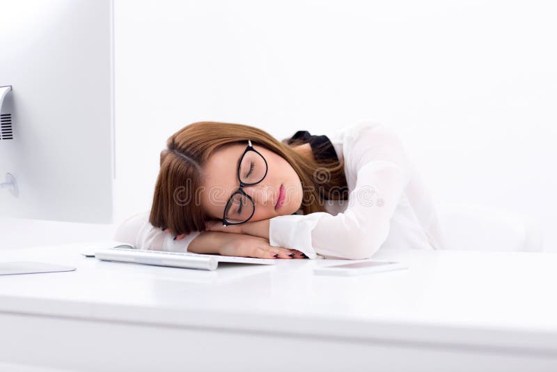 Business Woman Sleeping on the Table Stock Image - Image of table ...