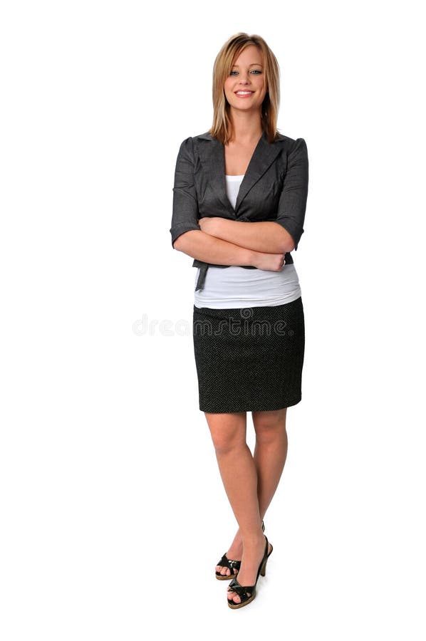 Serious Blonde Woman in Business Suit Arms Folded Stock Photo - Image ...