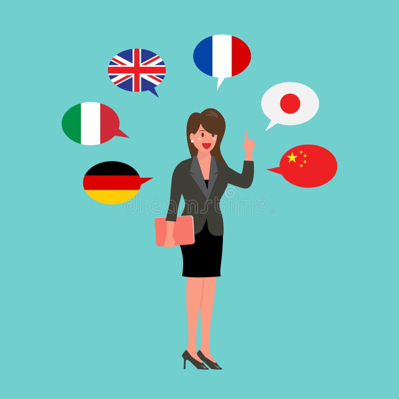 Business Woman Speaking Many Different Languages Stock Illustration ...