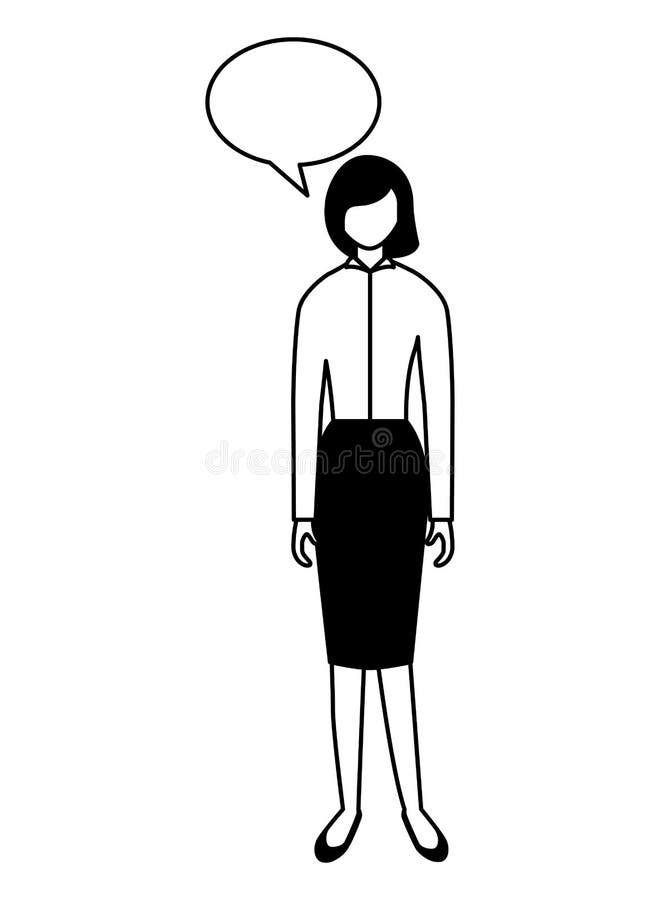 Business Woman Standing Character Speech Bubble Stock Vector Illustration Of Business Work
