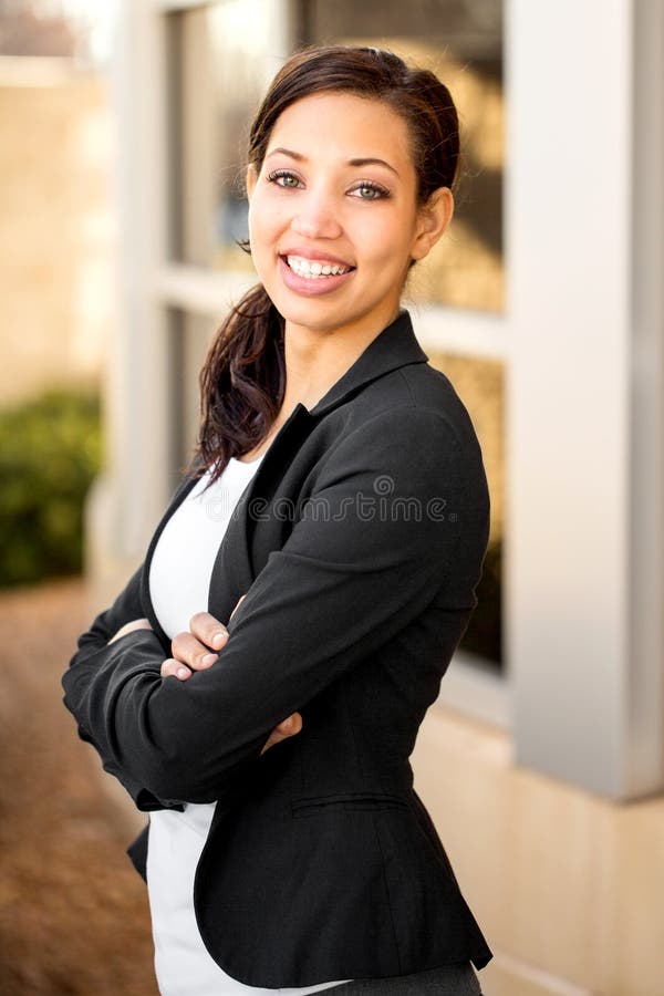 Business Woman Standing Outside an Office Building. Stock Image - Image ... Business Woman Standing Outside an Office Building. Stock Image - Image ...