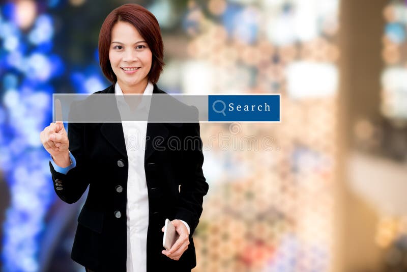Business Woman Standing Searching Engine Graphic Stock Photos - Free ...