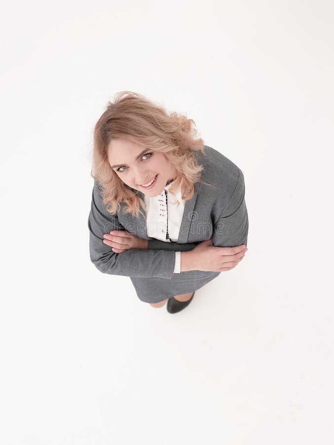 Business Woman Steps Forward and Looks at the Camera Stock Photo ...