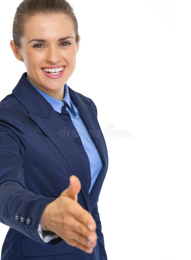 Business Woman Stretching Hand for Handshake Stock Image - Image of ...