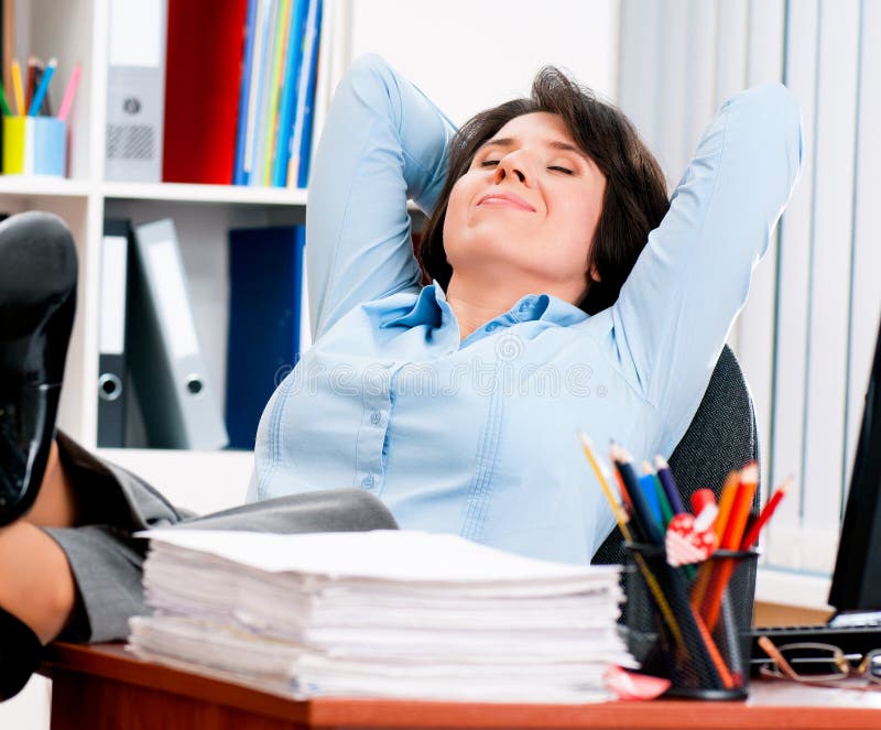 Woman happy at work stock photo. Image of file, happy - 20874506