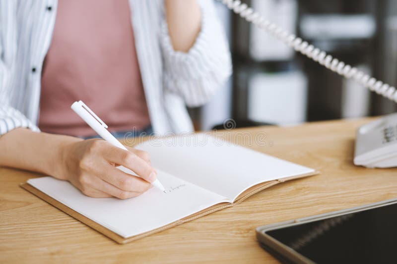 Business Woman Taking Notes Stock Image - Image of secretary, document ...