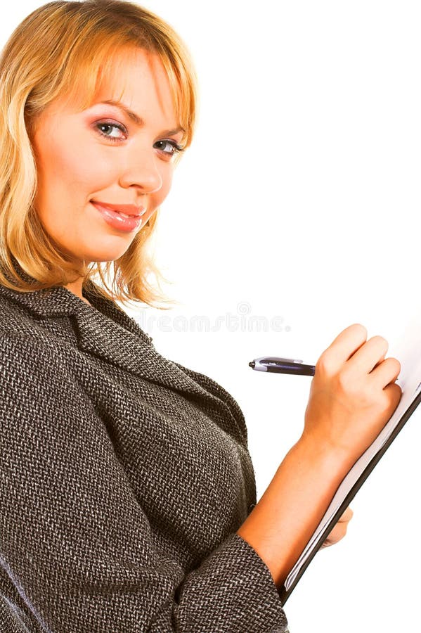 Business Woman Taking Notes Stock Photo - Image of girl, homework: 97426178