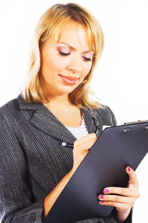 Business Woman Taking Notes Stock Image - Image of folder, notes: 96937975