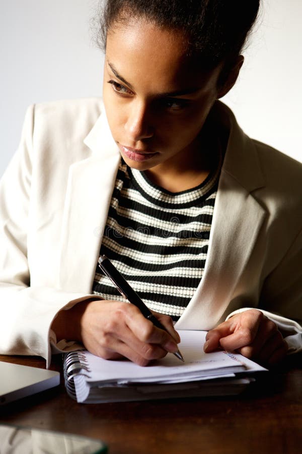 Business Woman Taking Notes Stock Image - Image of beauty, face: 73921421