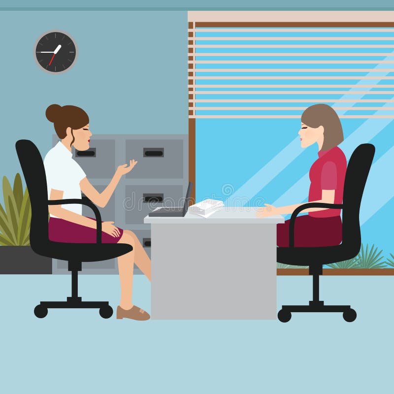 Business Woman Talk with Her Boss Interview Job Stock Vector ...