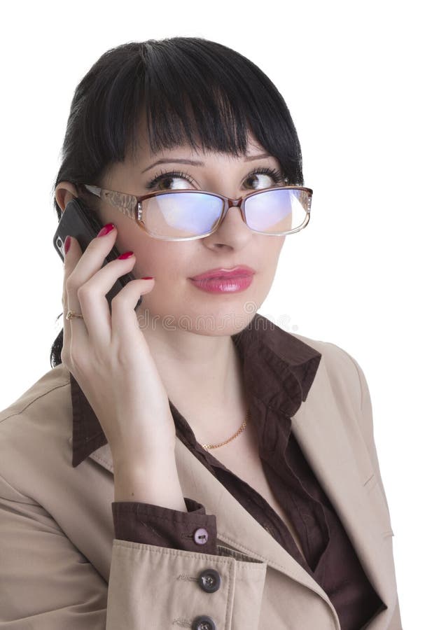 Business Woman Talking Over Cell Phone Stock Image - Image of pretty ...