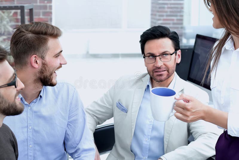 Business Woman and Business Team Talking during Work Break Stock Image ...