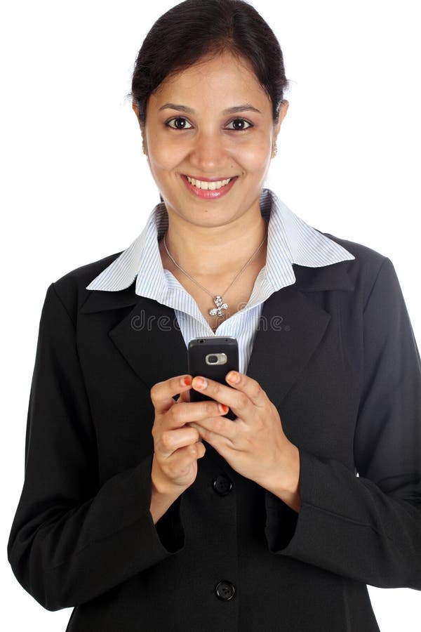 Business Woman-Text Messaging Stock Image - Image of happy, cute: 21696557