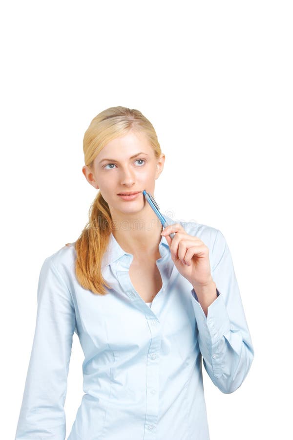 Business Woman Thinking stock photo. Image of adult, portrait - 8322370