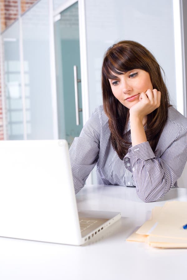 Business Woman Working on Laptop Computer Stock Image - Image of female ...