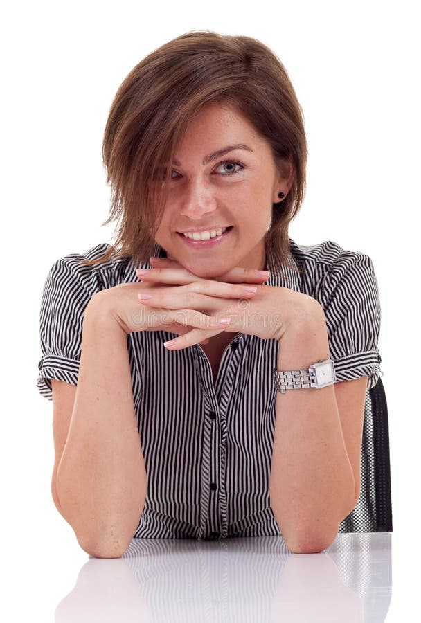 Business Woman Thinking at Desk Stock Image - Image of lady, people ...