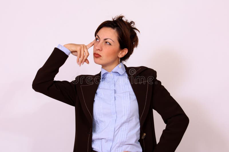 Business Woman Thinking Pose Stock Image - Image of studio, face: 15321055