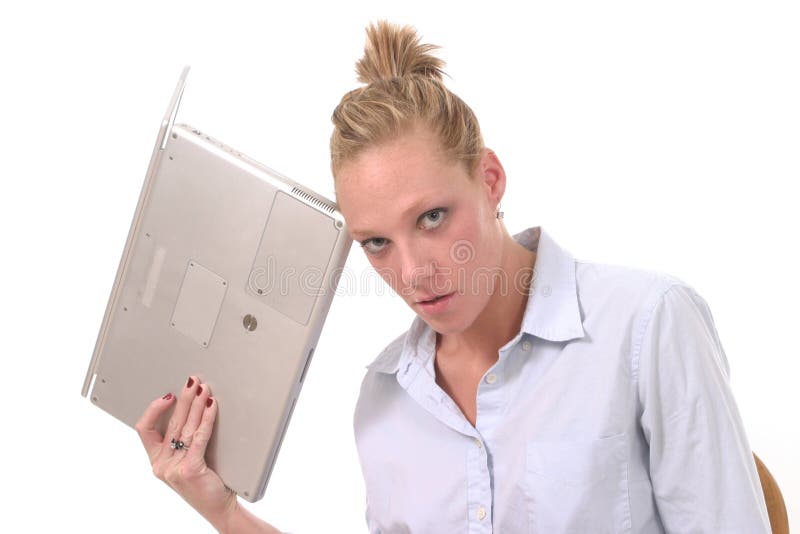 Business Woman Throwing Laptop 2 Stock Image - Image of girl, crazed ...