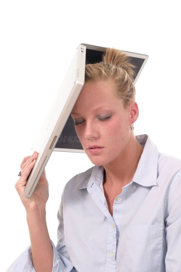 Business Woman Throwing Laptop 4 Stock Photo - Image of help, laptop ...