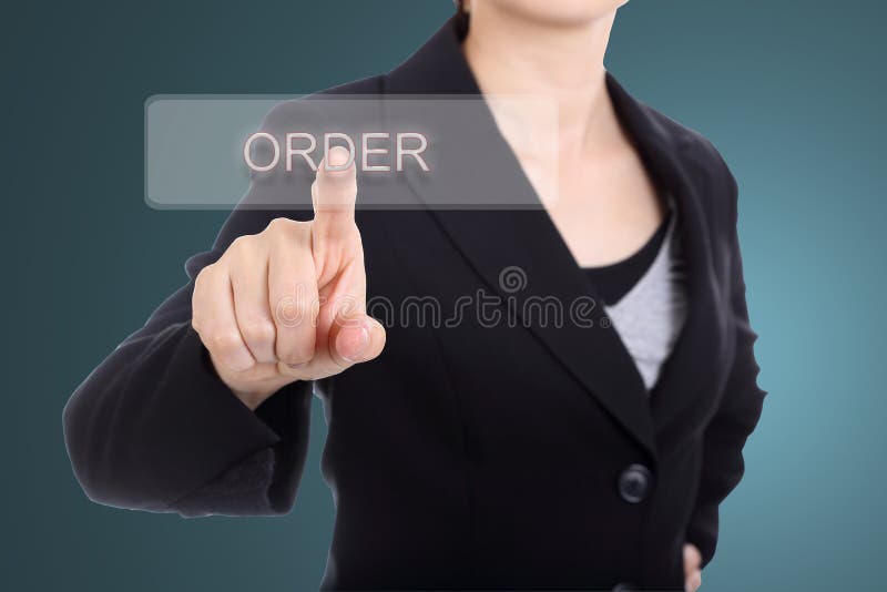 Business Woman Touch Order Buttom Stock Image - Image of click, modern ...