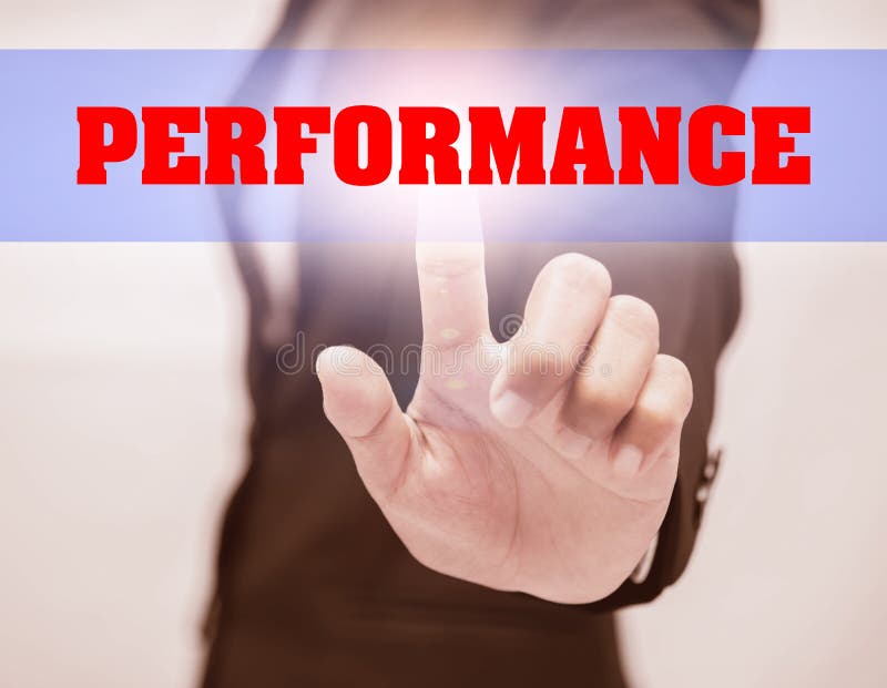 Business Woman Touch PERFORMANCE Text Stock Image - Image of technology ...