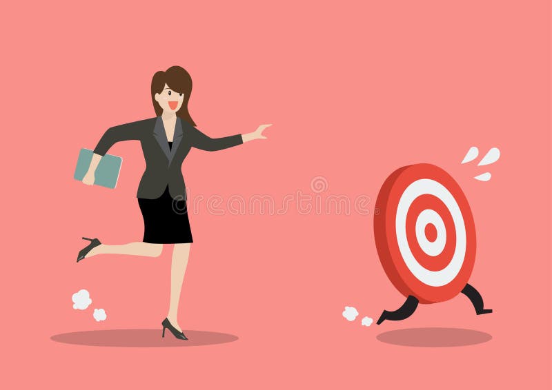 Business Woman Try To Catch the Target Stock Vector - Illustration of ...