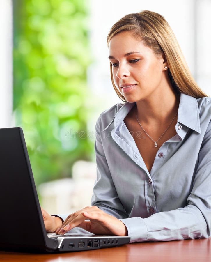 Business woman typing stock image. Image of work, business - 21128481