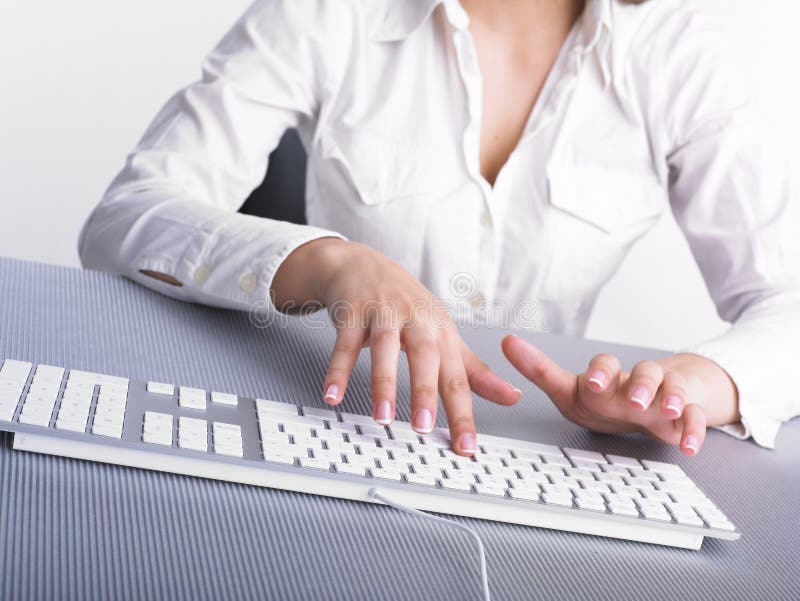 Business Woman Typing on Computer Keyboard Stock Image - Image of ...