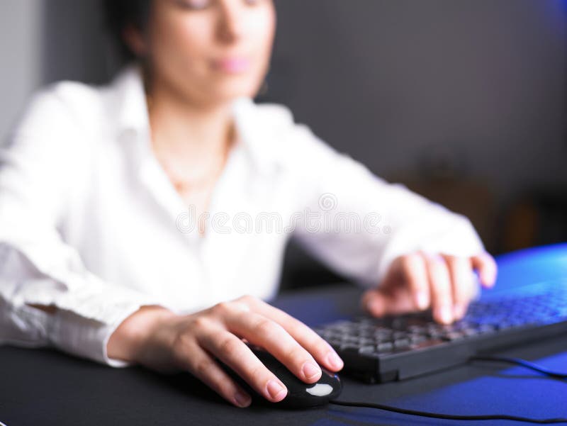 Business Woman Typing on Computer Keyboard Stock Image - Image of ...