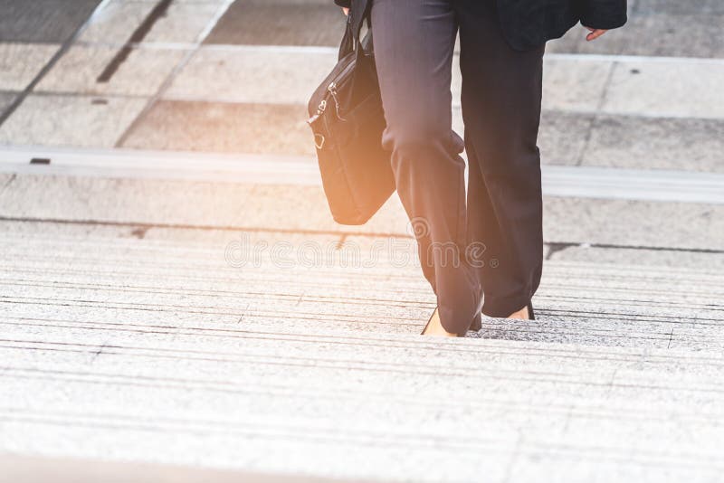 Business Woman Up the Stairs in a Rush Hour. Stock Photo - Image of ...