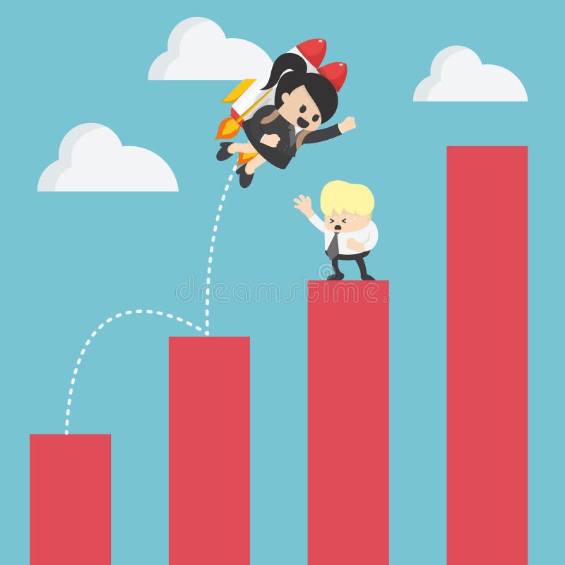 Business Woman Up To Adjust an Uptrend Graph Stock Vector ...