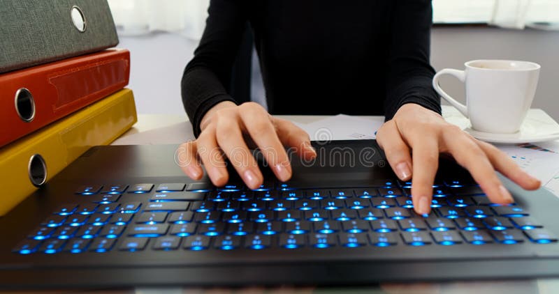 Woman User Worker Using Typing on Laptop Keyboard Stock Image - Image ...