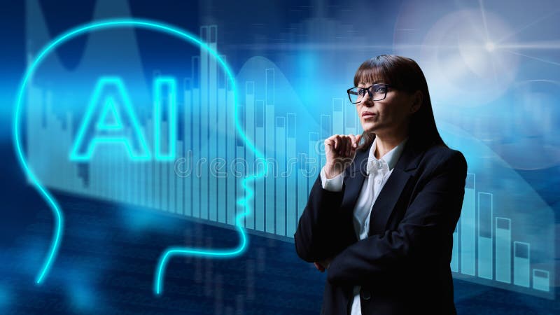 Business Woman Using Artificial Intelligence To Manage Work Learning ...