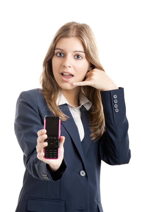 Woman holding cell phone stock photo. Image of elevated - 4489580