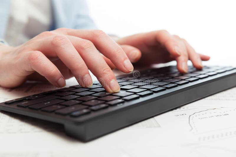 Business Woman Using Computer Keyboard Stock Image - Image of computer ...
