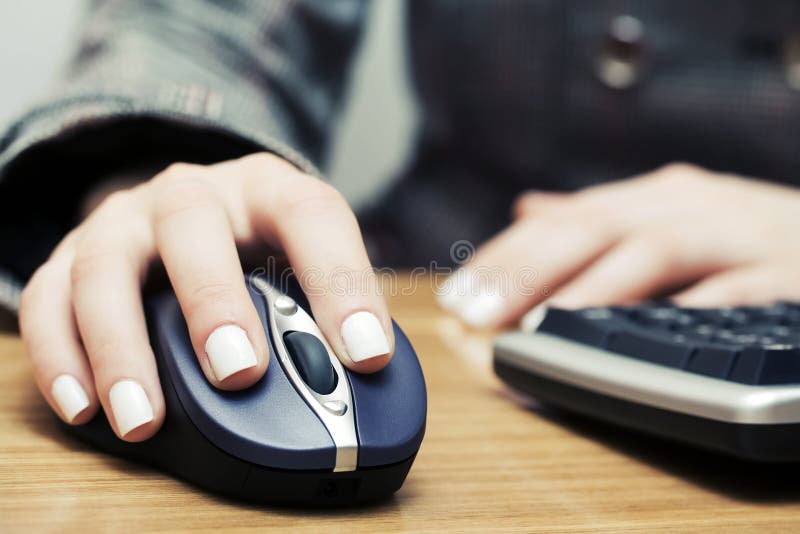 Business Woman Using Computer Mouse Stock Image - Image of internet ...