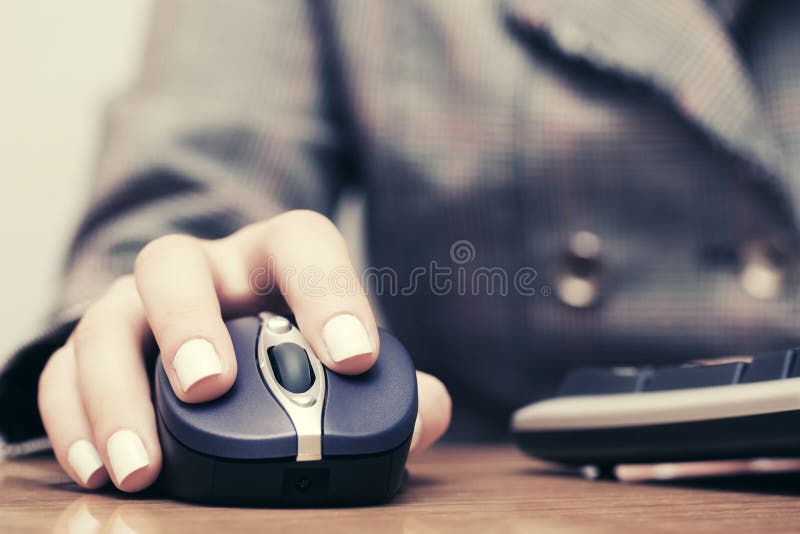 Business Woman Using Computer Mouse and Keyboard Stock Image - Image of ...