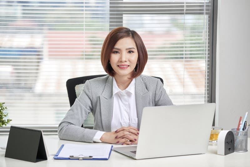 Business Woman Using Her Laptop Computer at Office. Business People ...