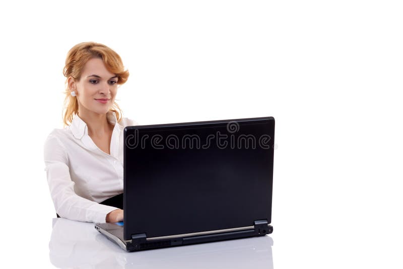 Business Woman Using Laptop Stock Image - Image of internet, cute: 16865979