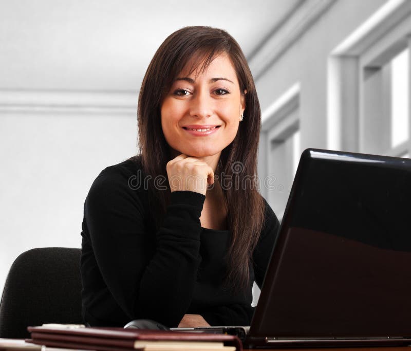Business Woman Using Laptop Stock Image - Image of portrait, typing ...