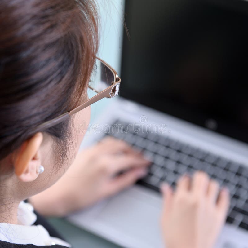 Man in Front of Computer, Back View Stock Photo - Image of business ...