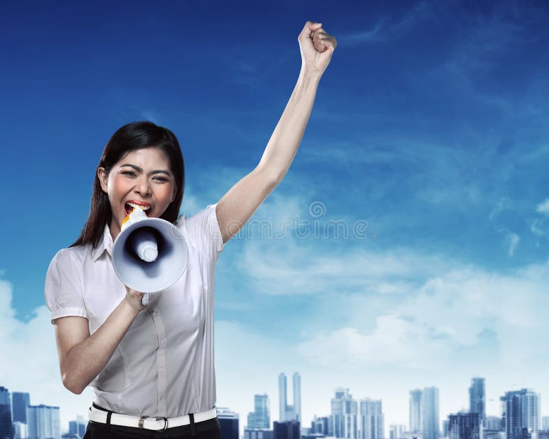 Business Woman Using Megaphone Stock Photo - Image of concept ...