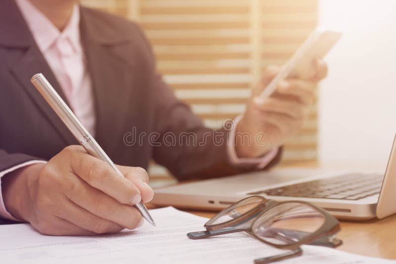 Business Woman Using Mobile Smartphone. Stock Image - Image of close ...